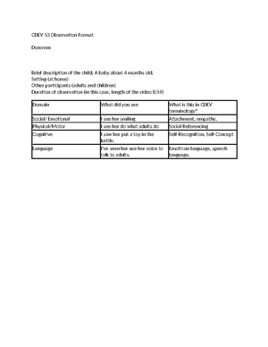 CDEV 53 Observation Format - CDEV 53 Observation Format Donovan 3/17 ...