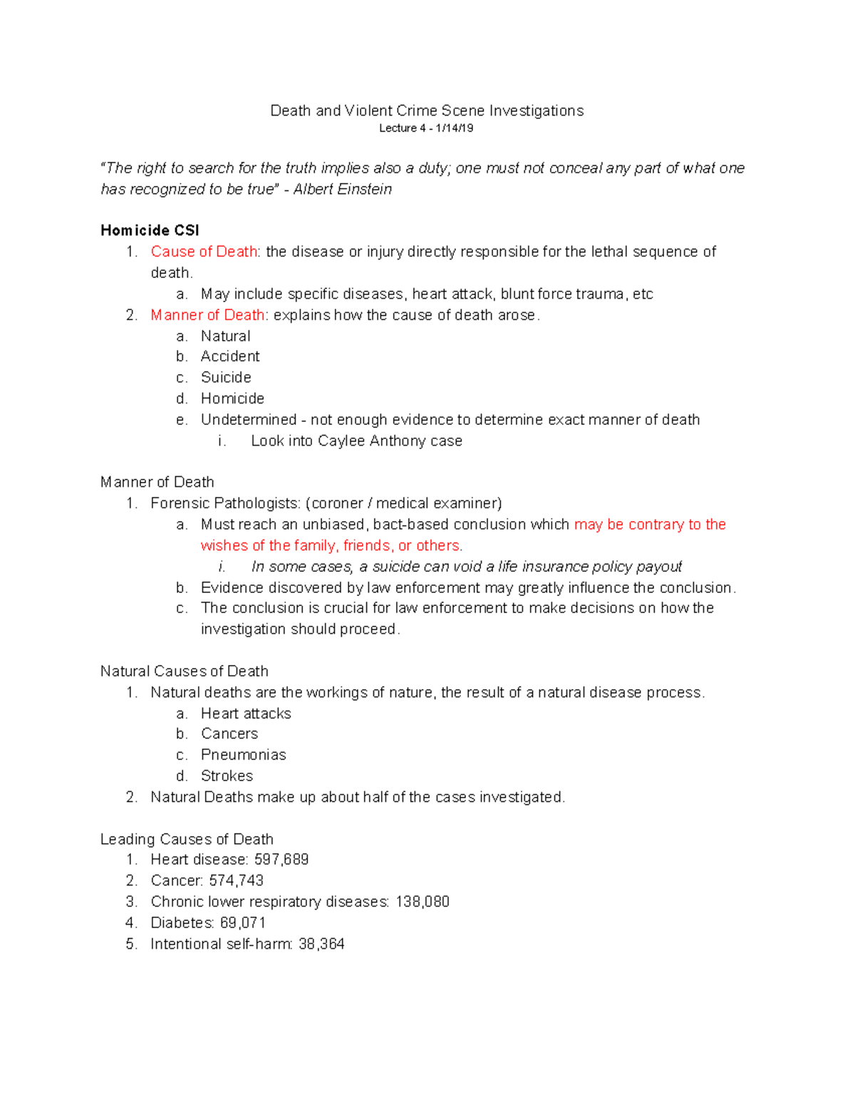 Death and Violent Crime Scene Investigations Lecture 4 - Studocu