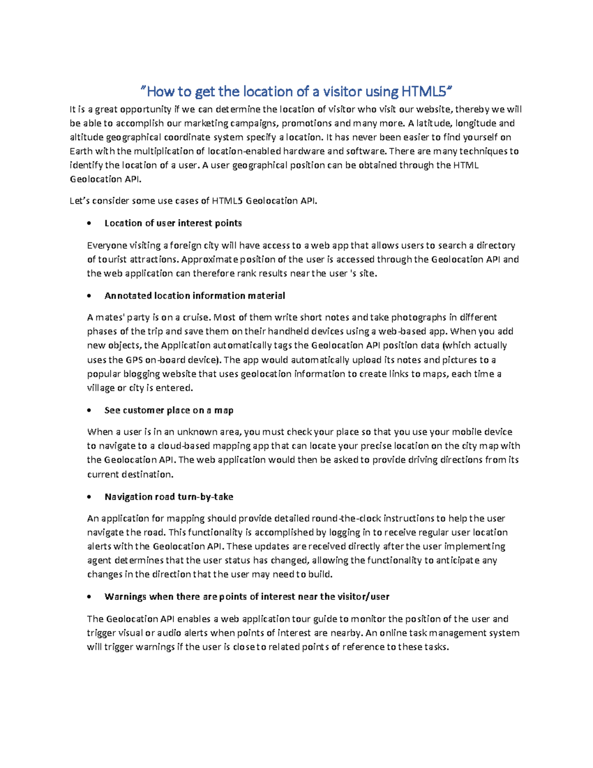 How to get the location of a visitor using HTML5 - ͞How to get the lo ...