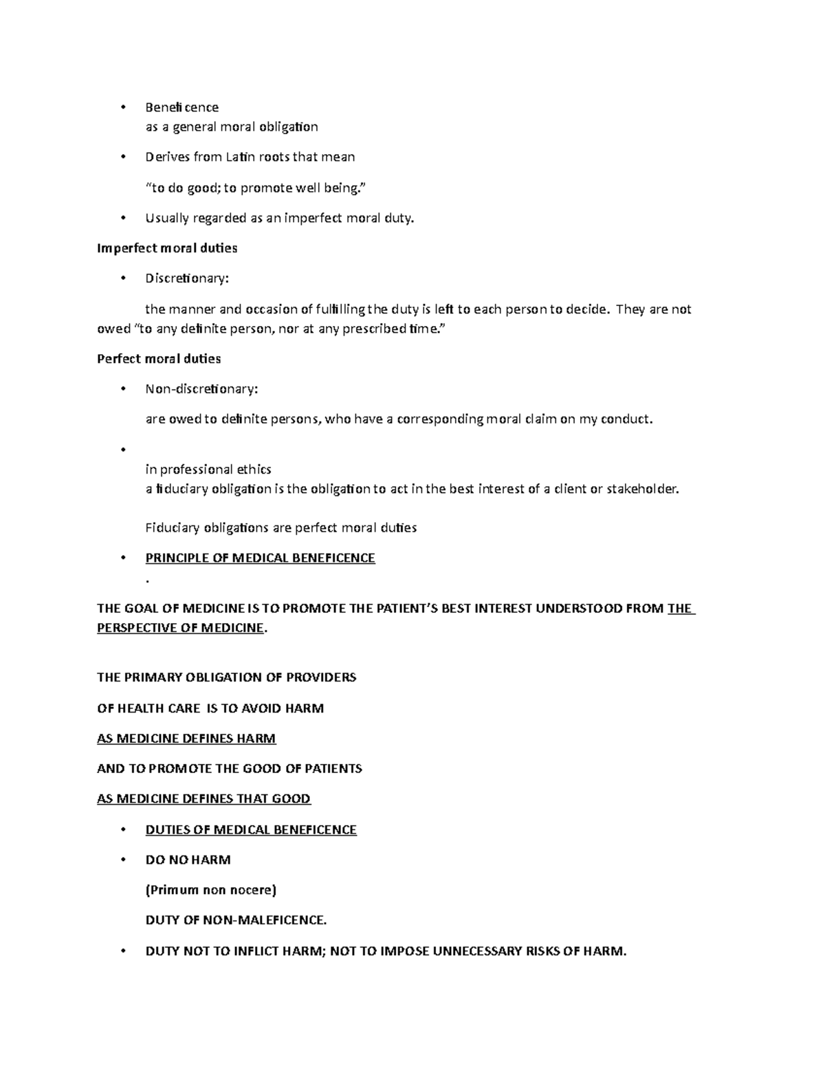 Medical Beneficence & Patient Autonomy Notes - Beneficence as a general ...