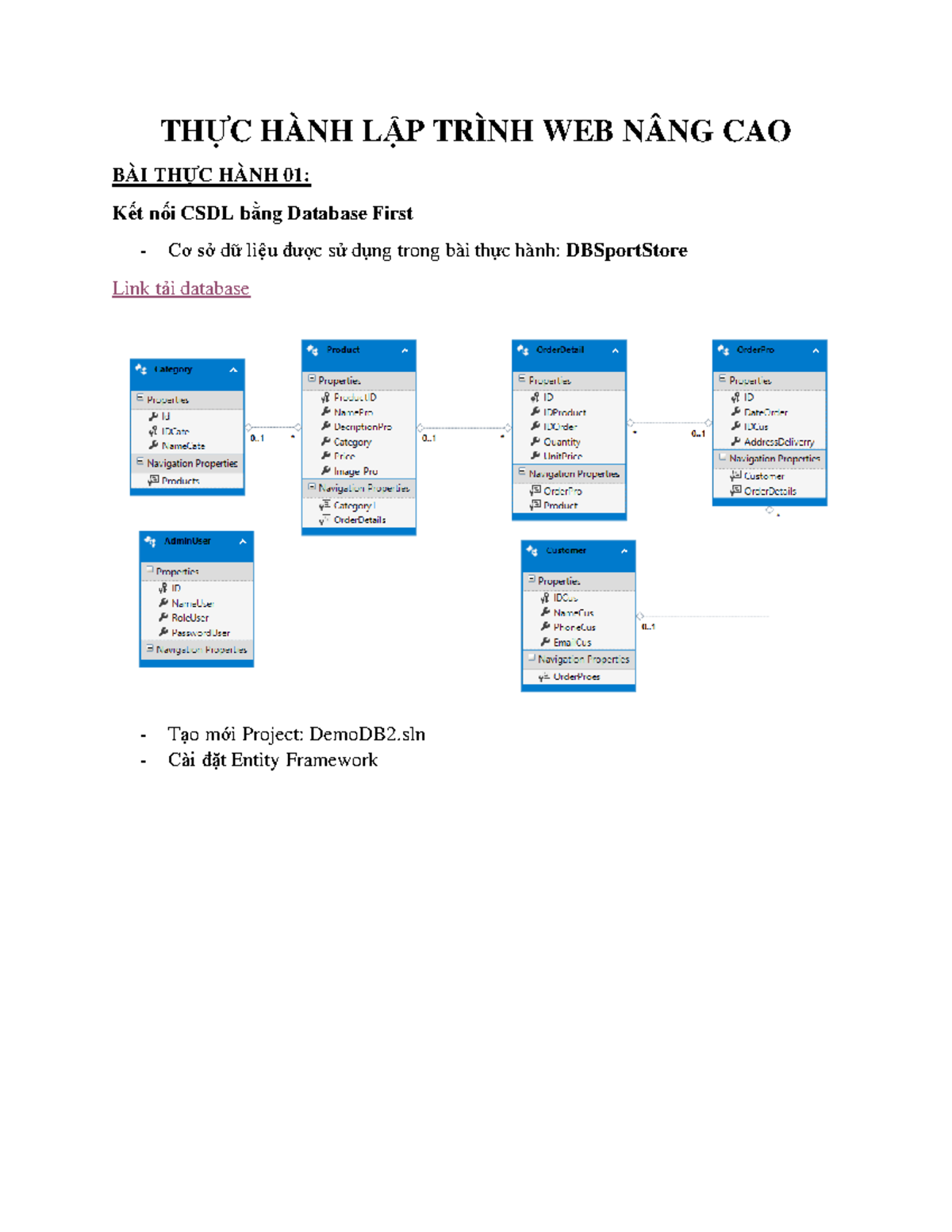 BAI THUC HANH 4a DB Controller - THĀC HÀNH L¾P TRÌNH WEB NÂNG CAO BÀI THĀC HÀNH 01: Kết nối CSDL ...