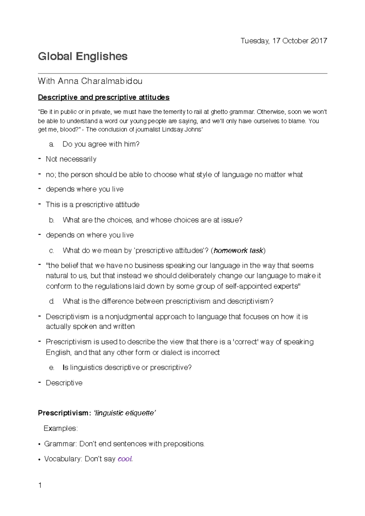 Week 3 Notes - global englishes - Global Englishes With Anna ...