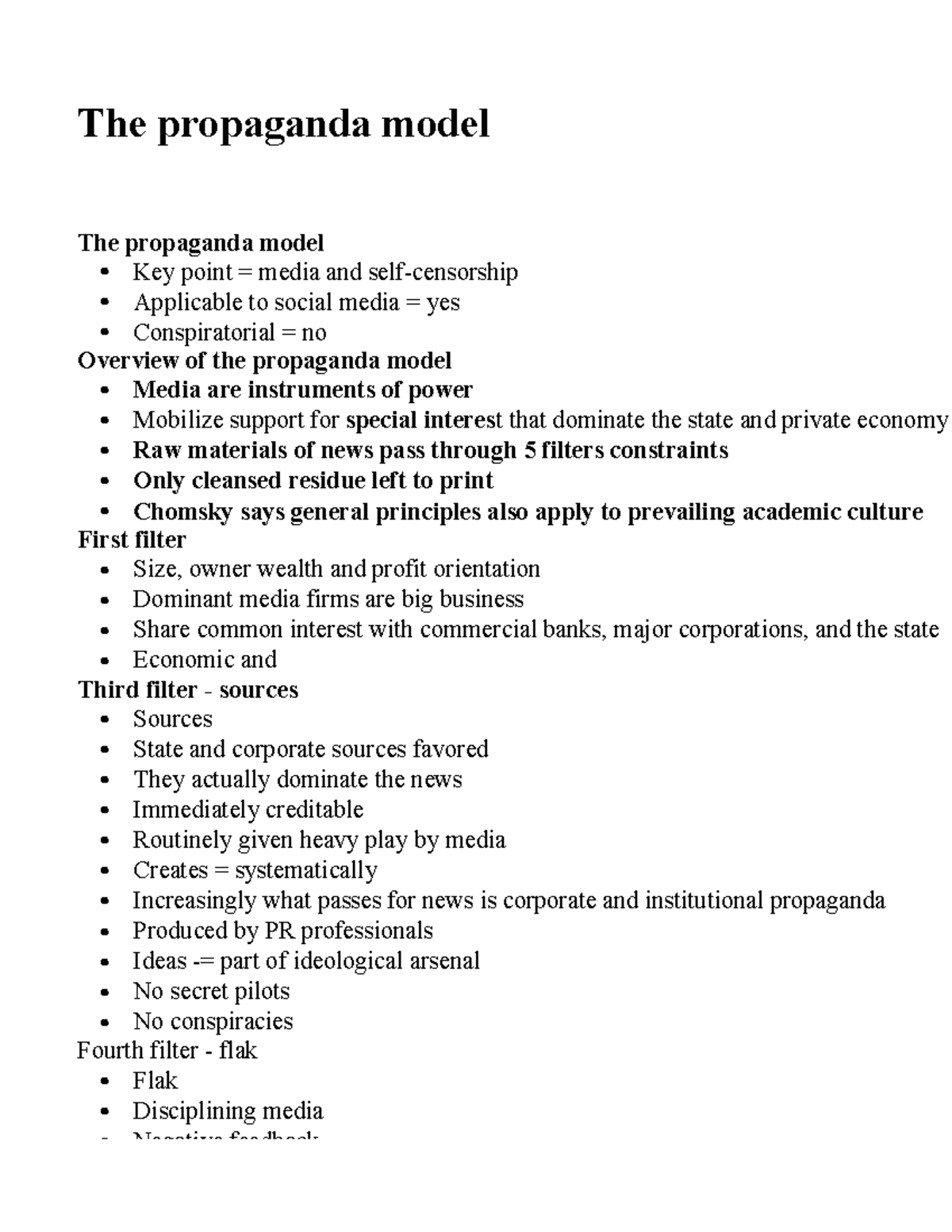 The propaganda model - prof notes - Warning: TT: undefined function: 32 ...