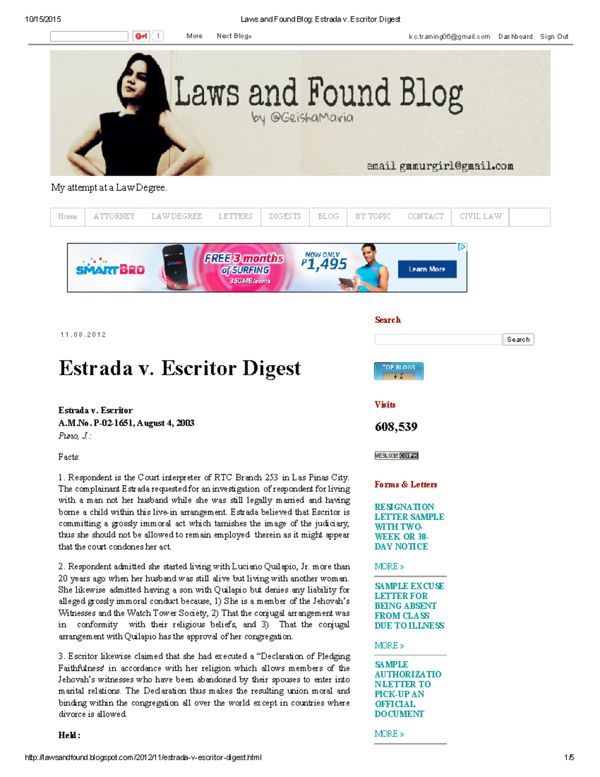 Estrada Vs Escritor - My attempt at a Law Degree. Home ATTORNEY LAW ...