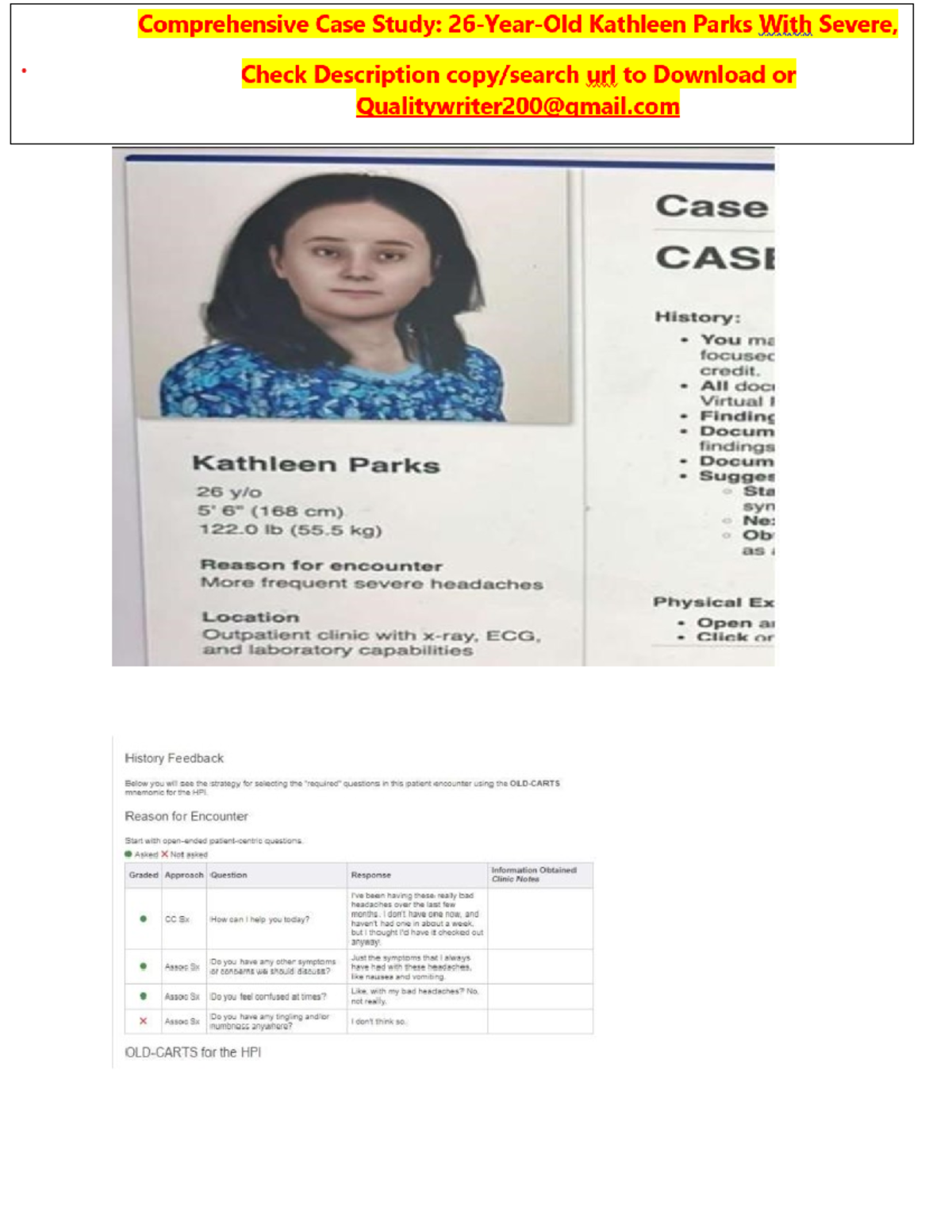 Kathleen PARK;I Human 26 Years OLD Frequent Headaches CASE Study ...