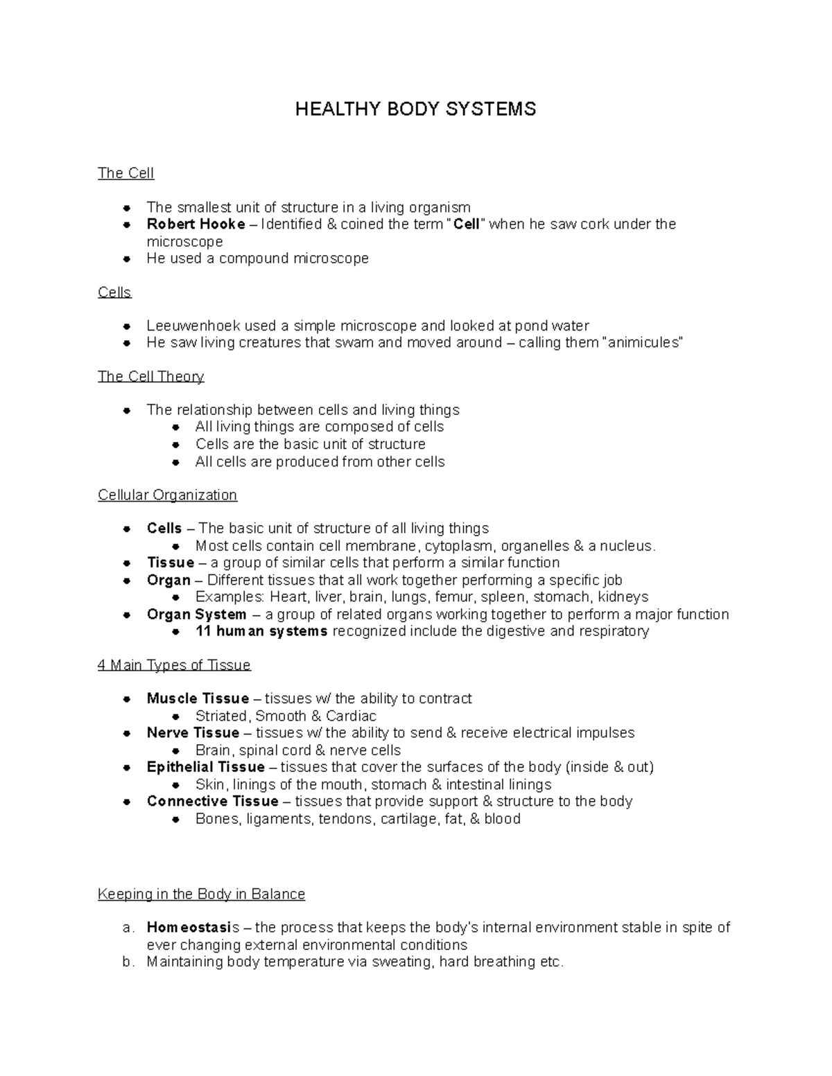 Life Science Notes 14 Healthy Body Systems - HEALTHY BODY SYSTEMS The ...