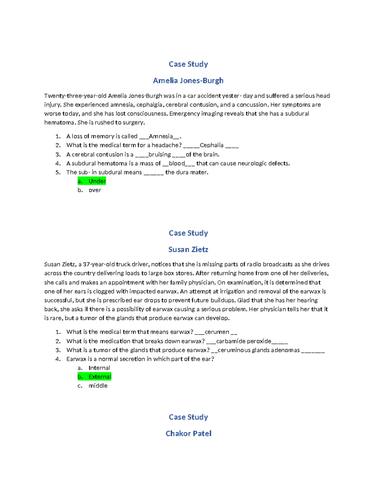 WEEK 5 LAB - gOOD - Case Study Amelia Jones-Burgh Twenty-three-year-old Amelia Jones-Burgh was ...