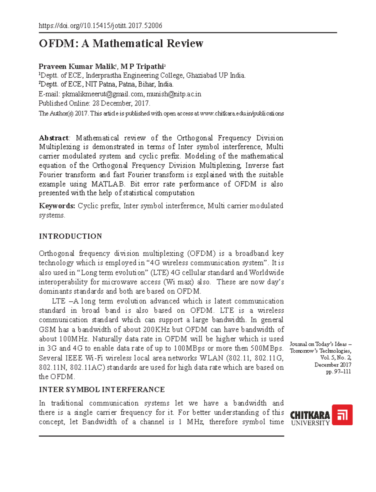 23-Article Text-22-2-10-202002 07 - OFDM: A Mathematical Review ...