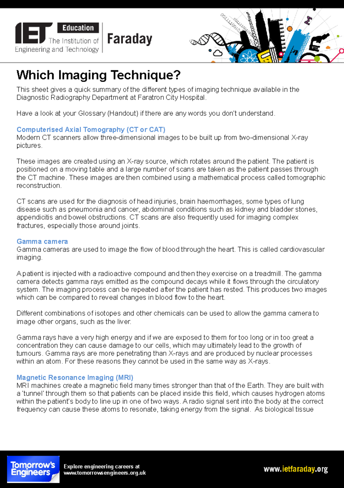 Which Imaging Technique (Handout) - Explore engineering careers at ...