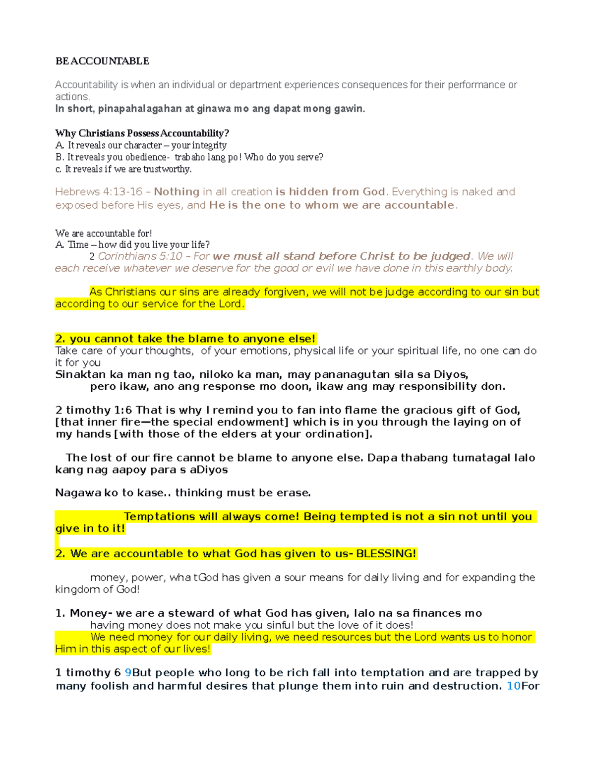 Be Accountable - My sharing for our lifegroup - BE ACCOUNTABLE ...