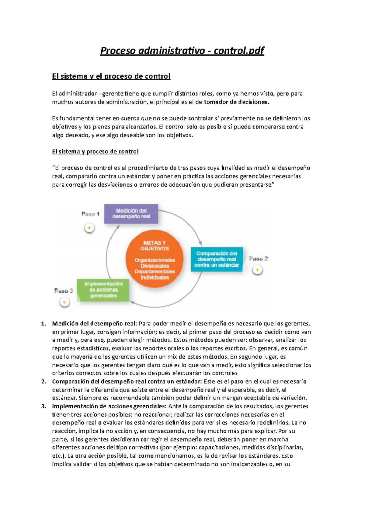 Resumen modulo 3 - Proceso administrativo - control El sistema y el proceso de control El - Studocu