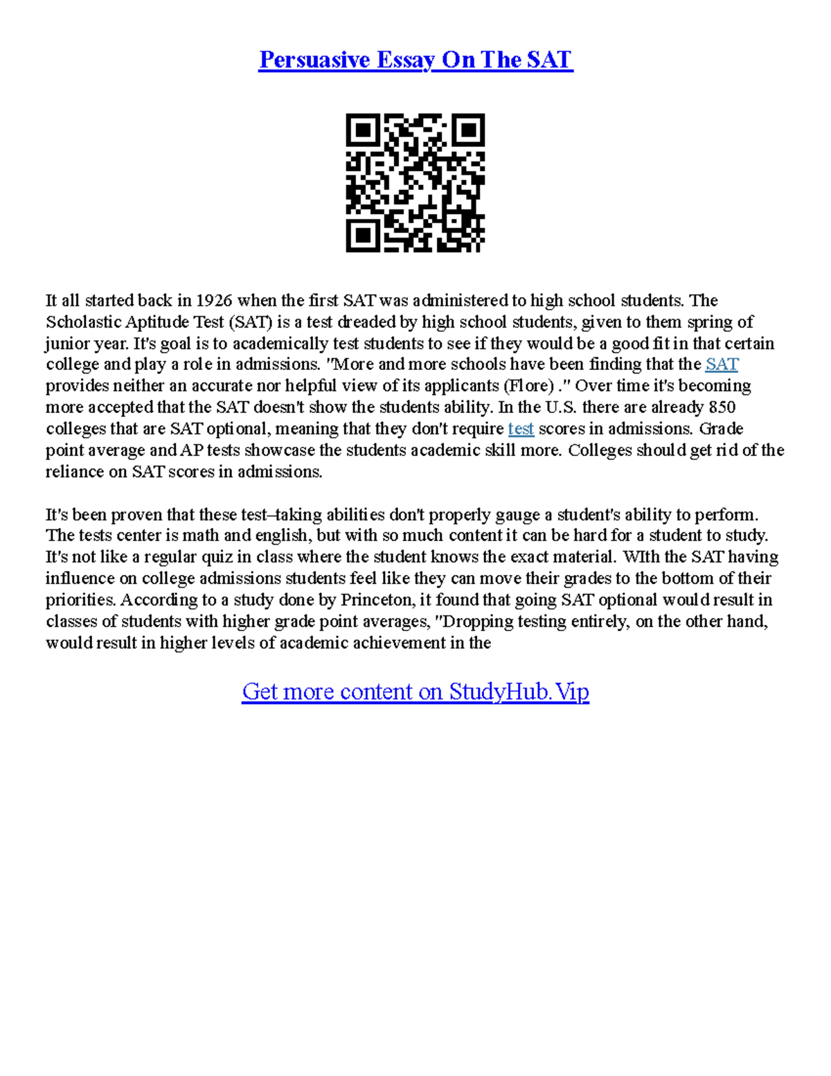 Sat Tips And Tricks Essay - Persuasive Essay On The SAT It all started ...
