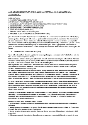 ALLE Origini DELL' Opera D'ARTE Contemporanea - ALLE ORIGINI DELL’OPERA ...
