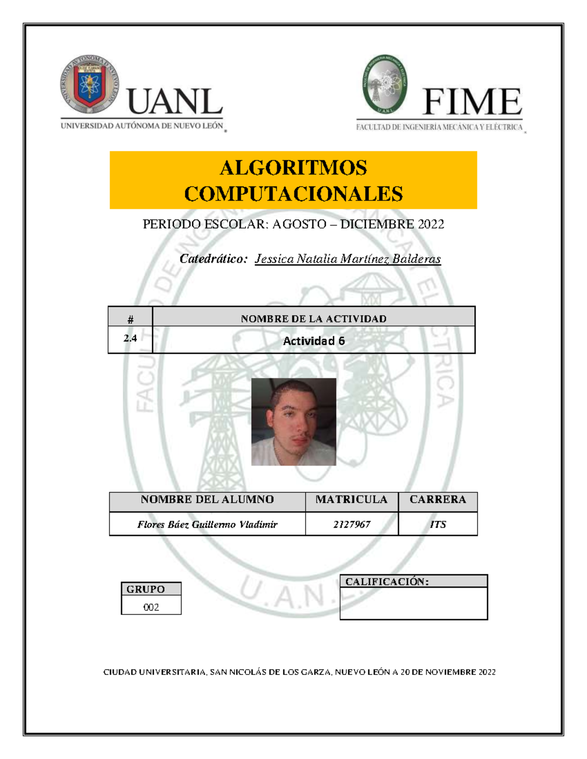 Actividad 6 - Algoritmos Computacionales - ALGORITMOS COMPUTACIONALES ...