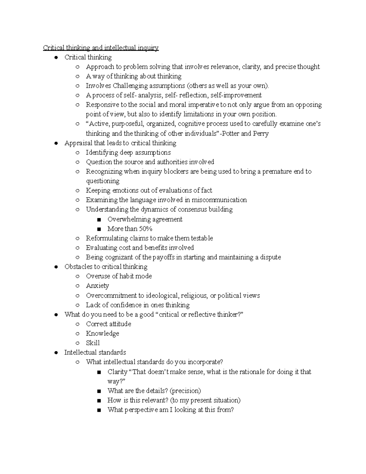Week 5 Critical thinking and intellectual inquiry - Critical thinking ...