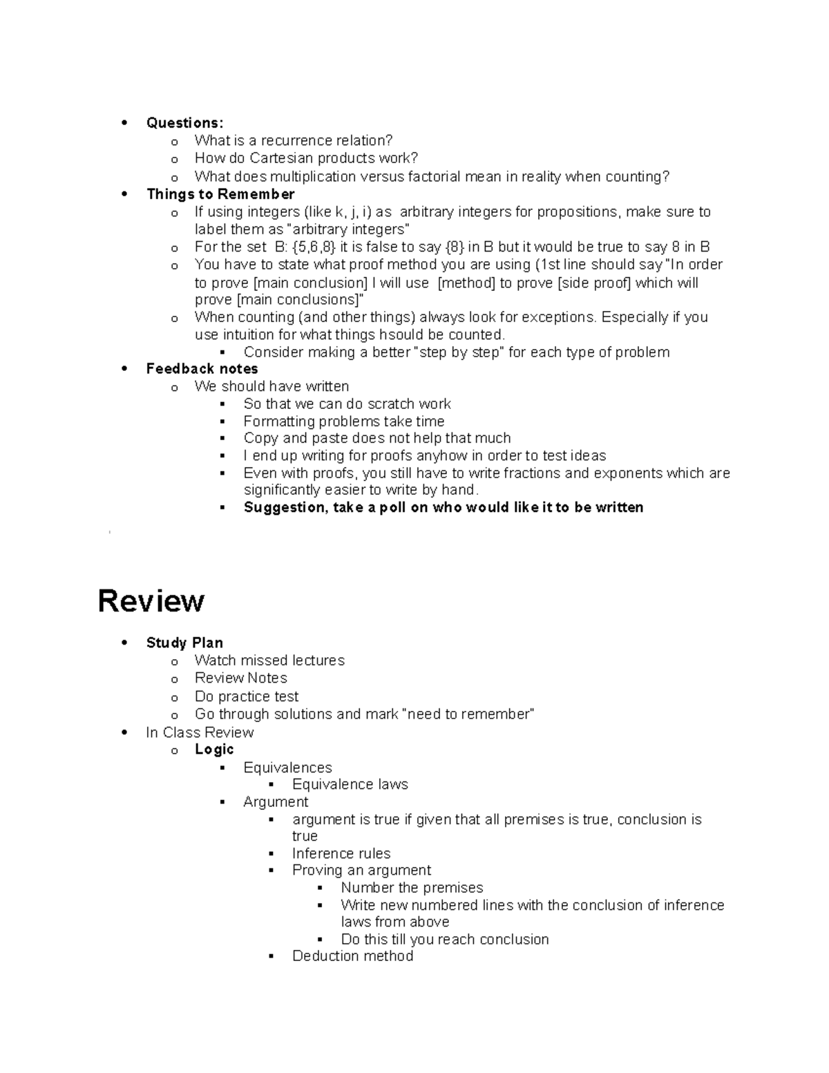 Discrete Math Notes - Questions: o What is a recurrence relation? o How ...