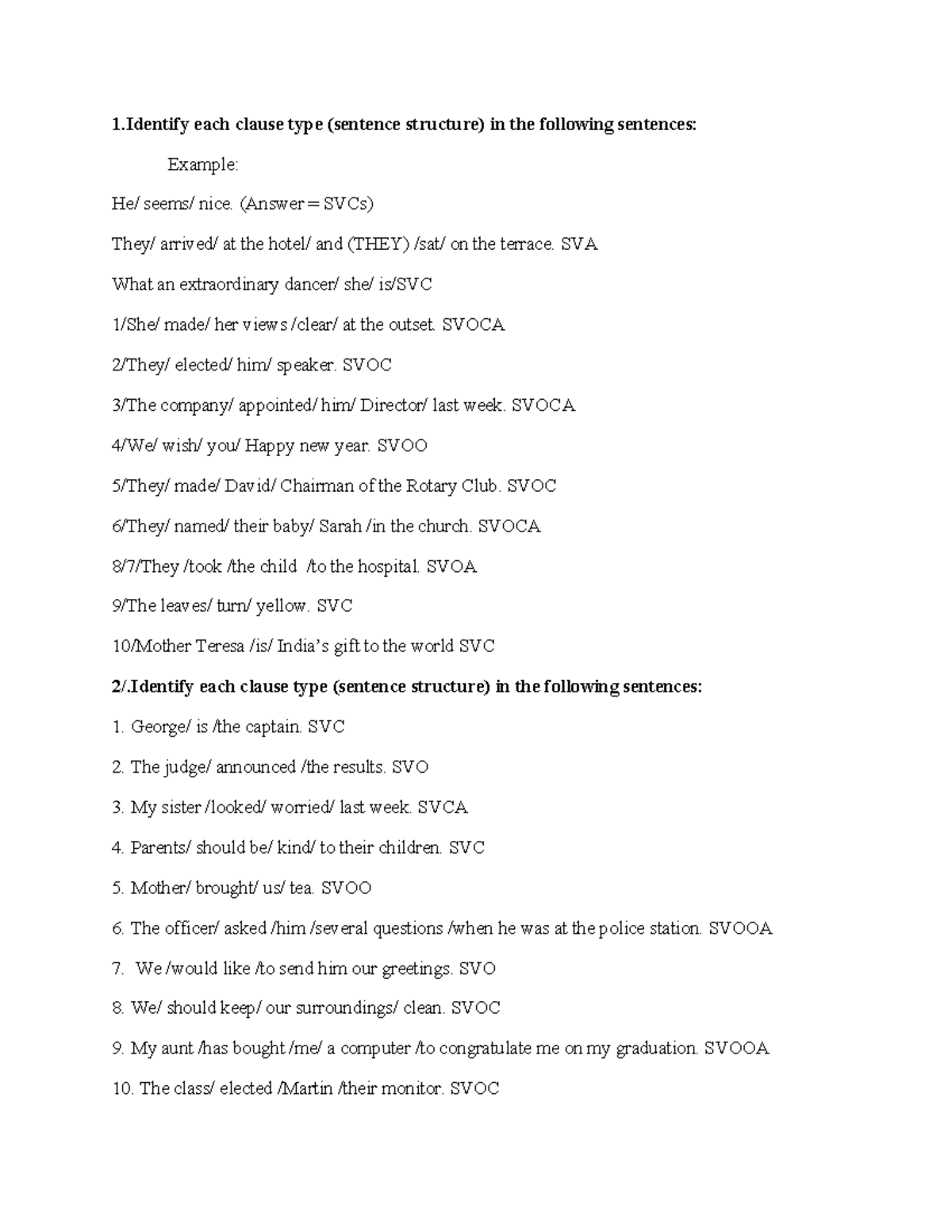 Assignment 7A - NPNC tiếng Anh - 1 each clause type (sentence structure ...