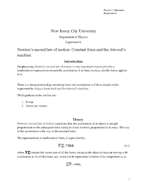 Physics Lab 10-2 - Lab Course #1140 - Section #2293 Physics Laboratory Report Laboratory 10 ...