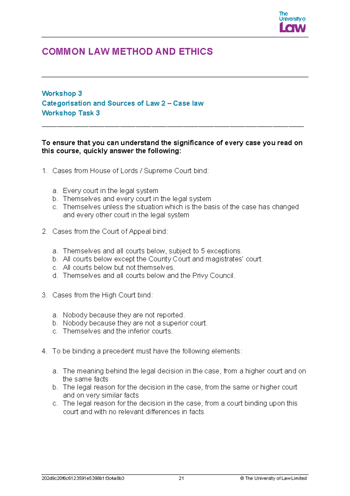 2010 21 Unit 3 WS3 task 3 - WS task Materials - COMMON LAW METHOD AND ...