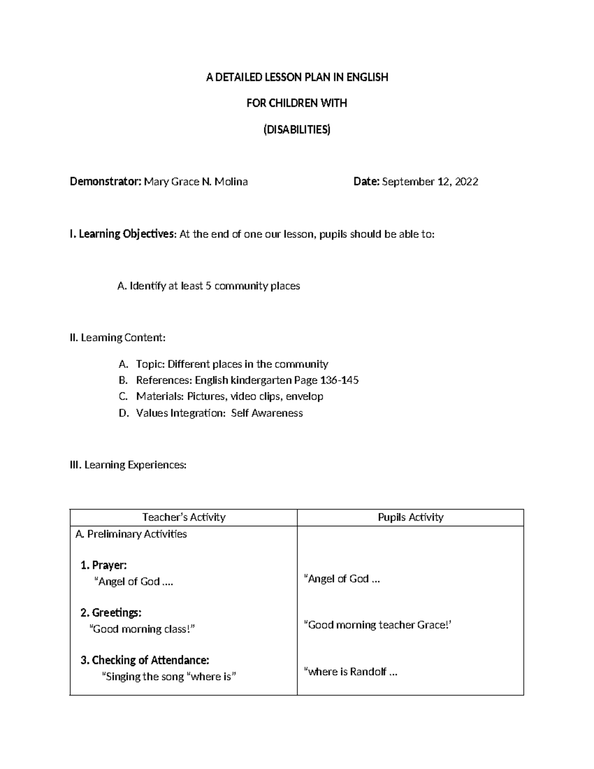 A Detailed Lesson PLAN IN English - A DETAILED LESSON PLAN IN ENGLISH ...
