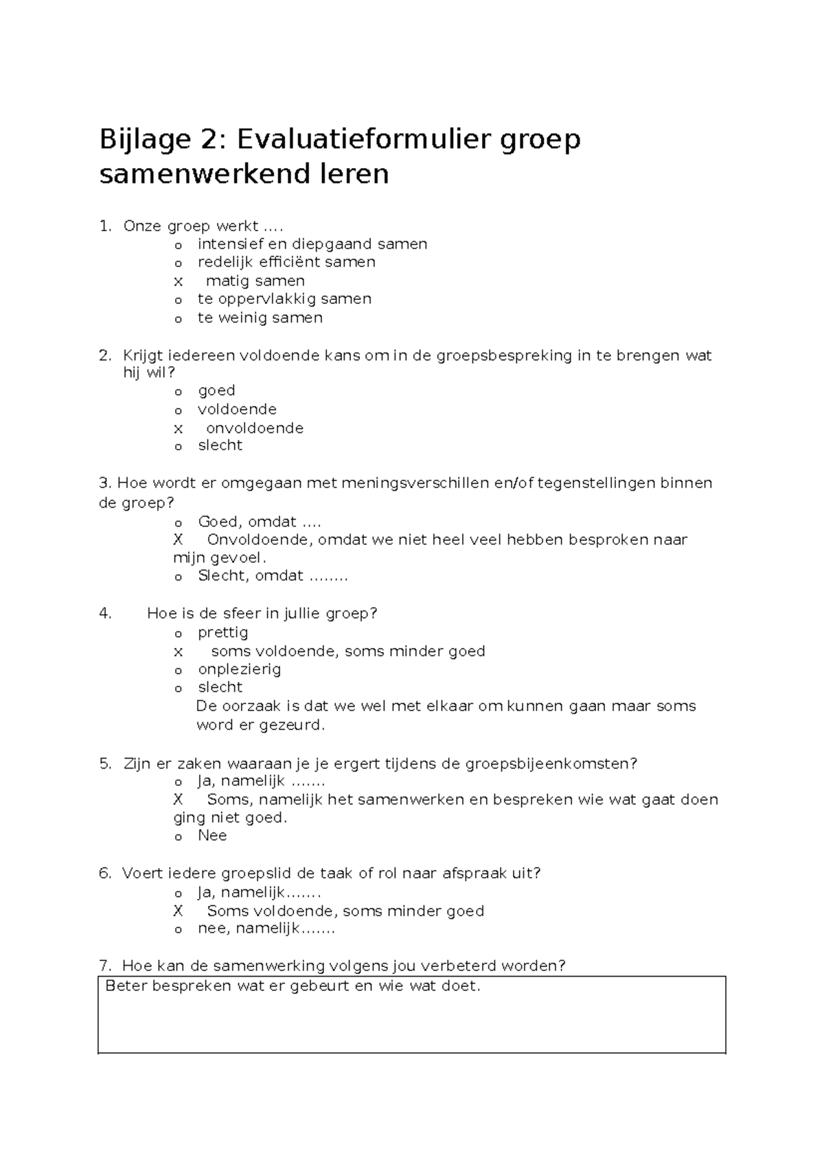 Evaluatieformulier - Evaluatie formulier thema opdracht - Bijlage 2: Evaluatieformulier groep ...