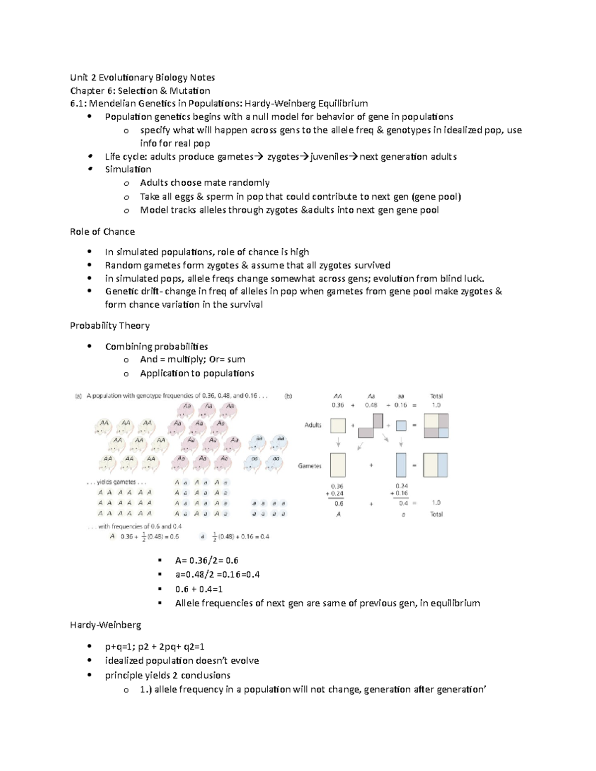 Evo Bio Unit 2 - unit 2 - Unit 2 Evolutionary Biology Notes Chapter 6 ...