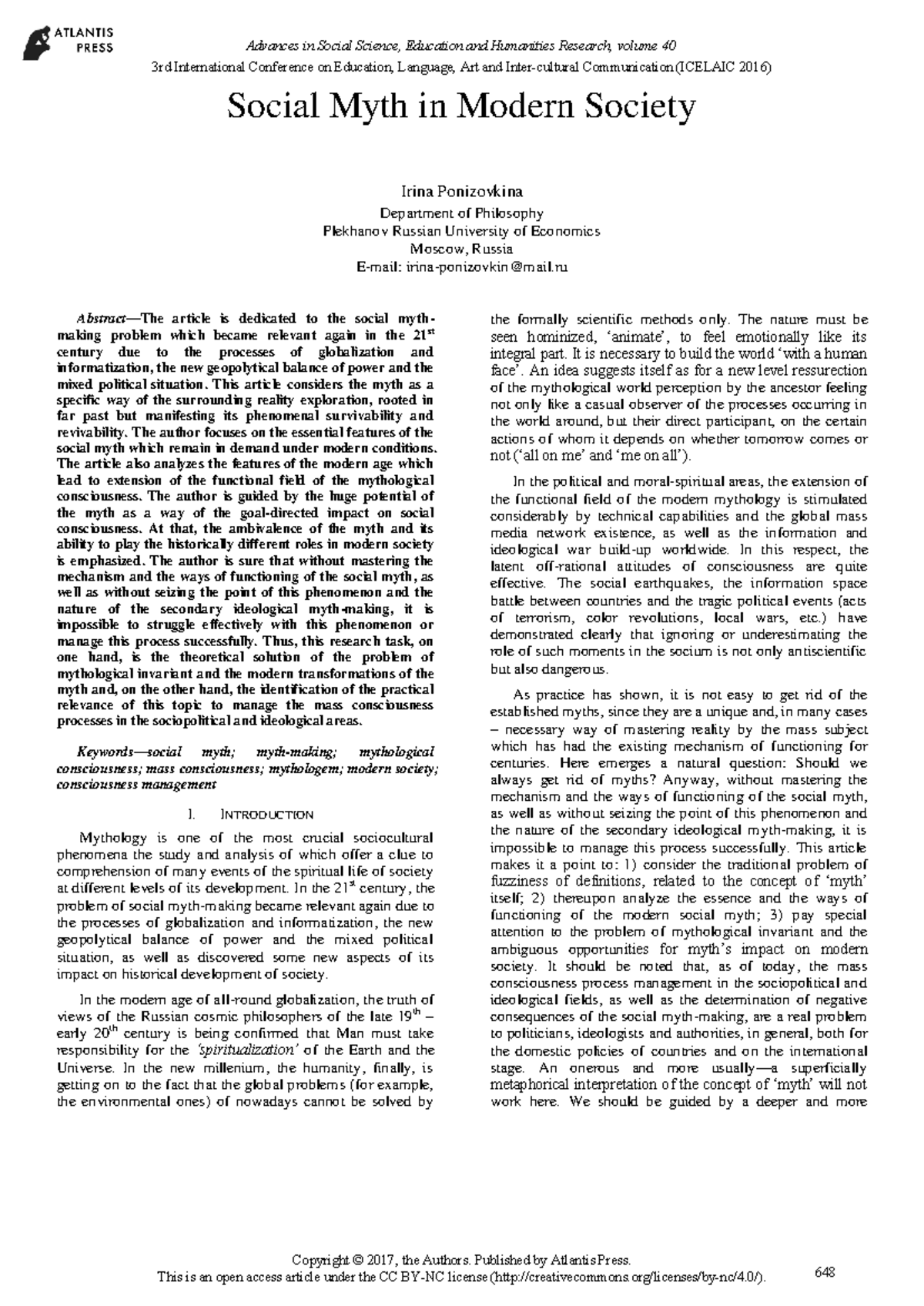 25869668 - Social Myth in Modern Society - Social Myth in Modern ...