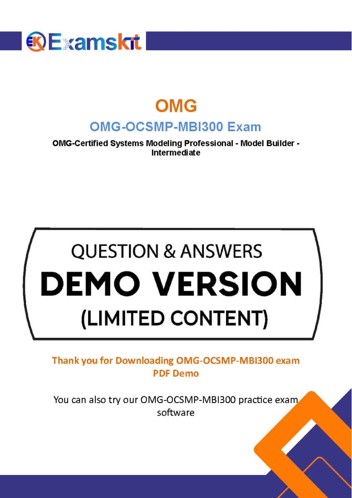 OMG Ocsmp MBI300 demo - We provide Certified Professional in Healthcare ...