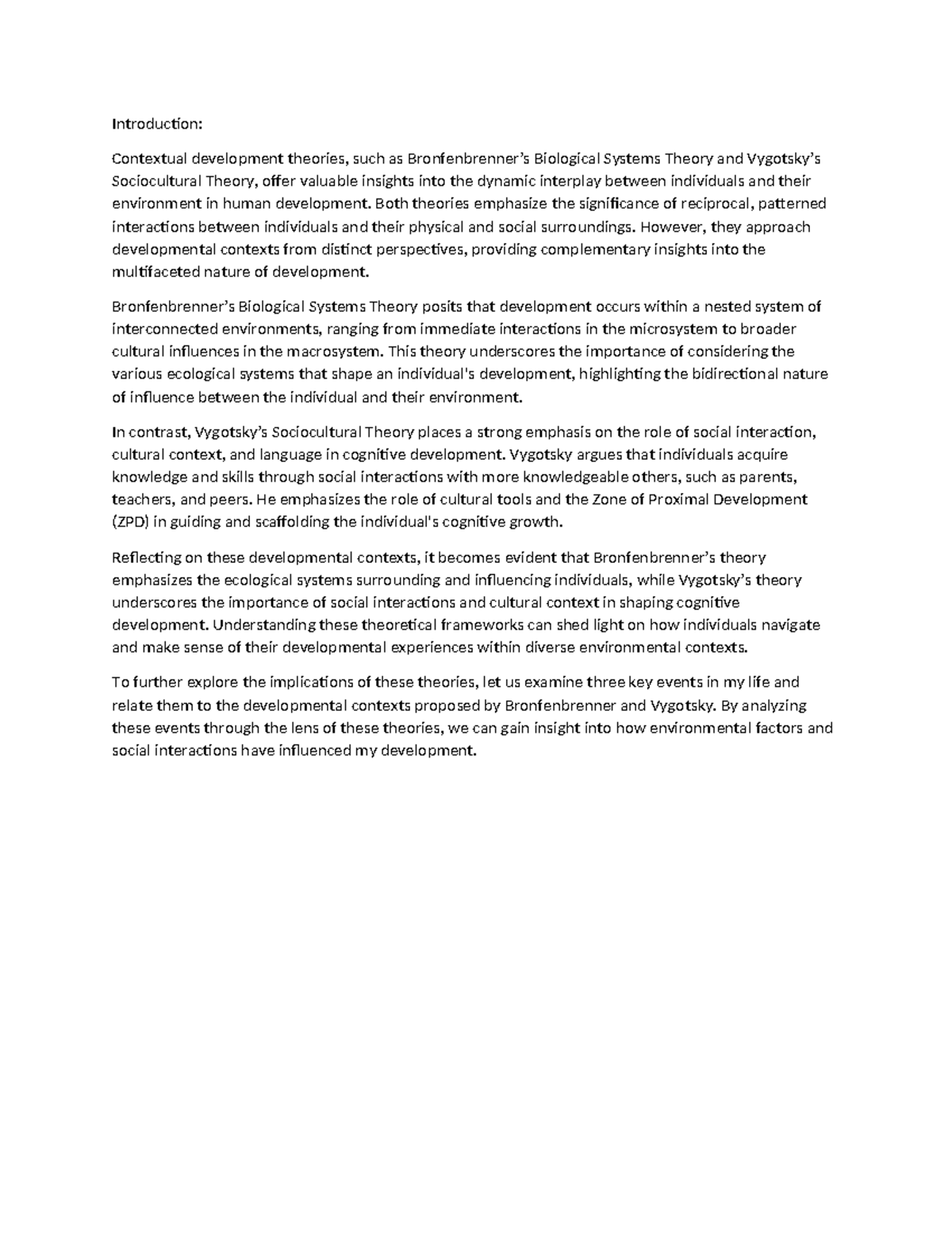 Essay ED152 - try this paper - Introduction: Contextual development ...