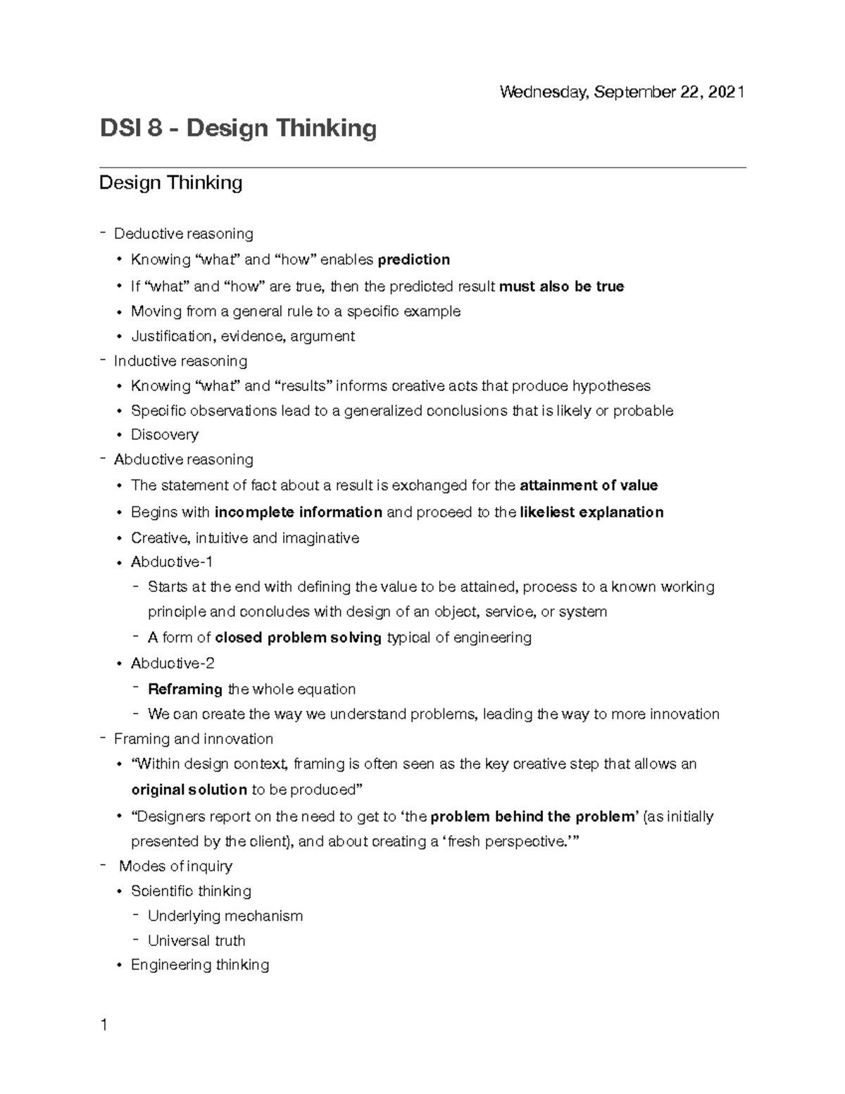 DSI 8 - Design Thinking - Lecture notes 8 - Wednesday, September 22 ...