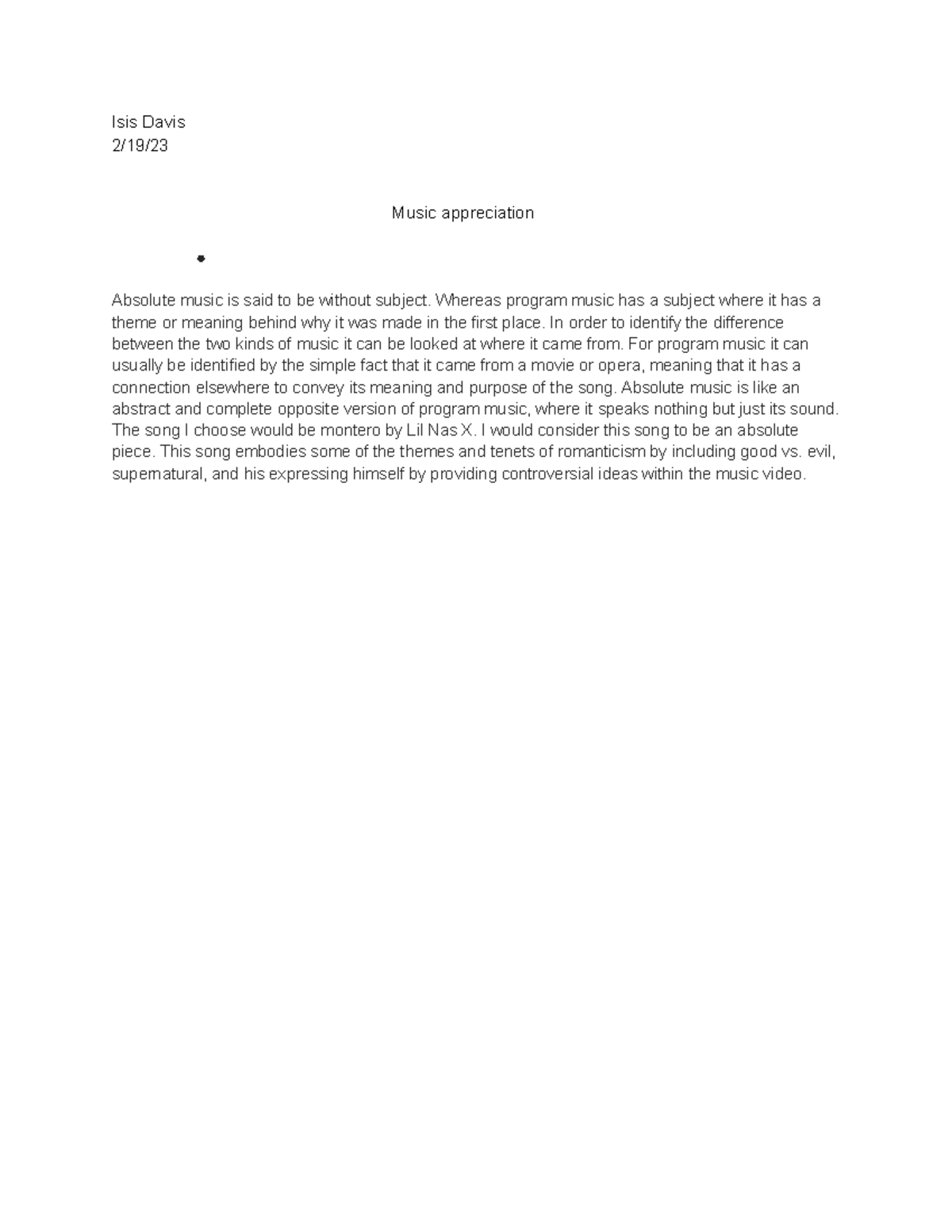 Music appreciation db - discussion board post - Isis Davis 2/19/ Music ...