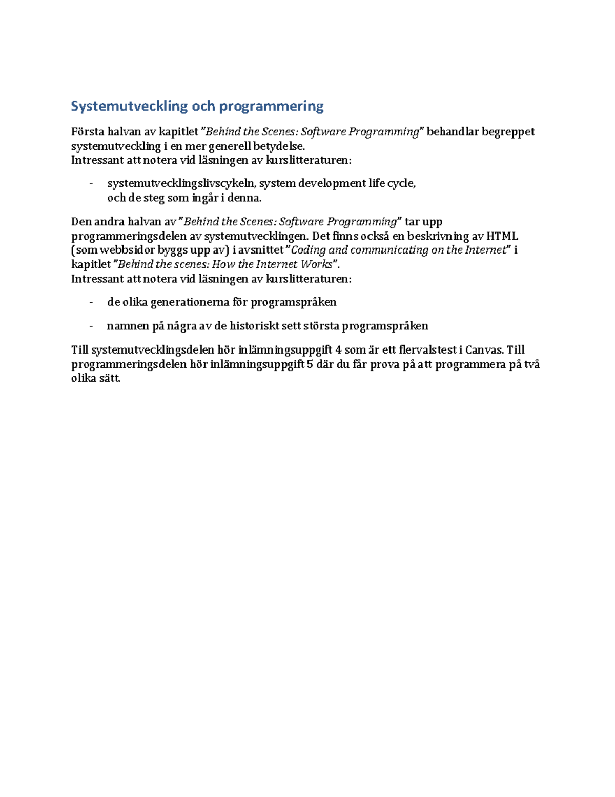 Systemutveckling och programmering - Systemutveckling och programmering ...