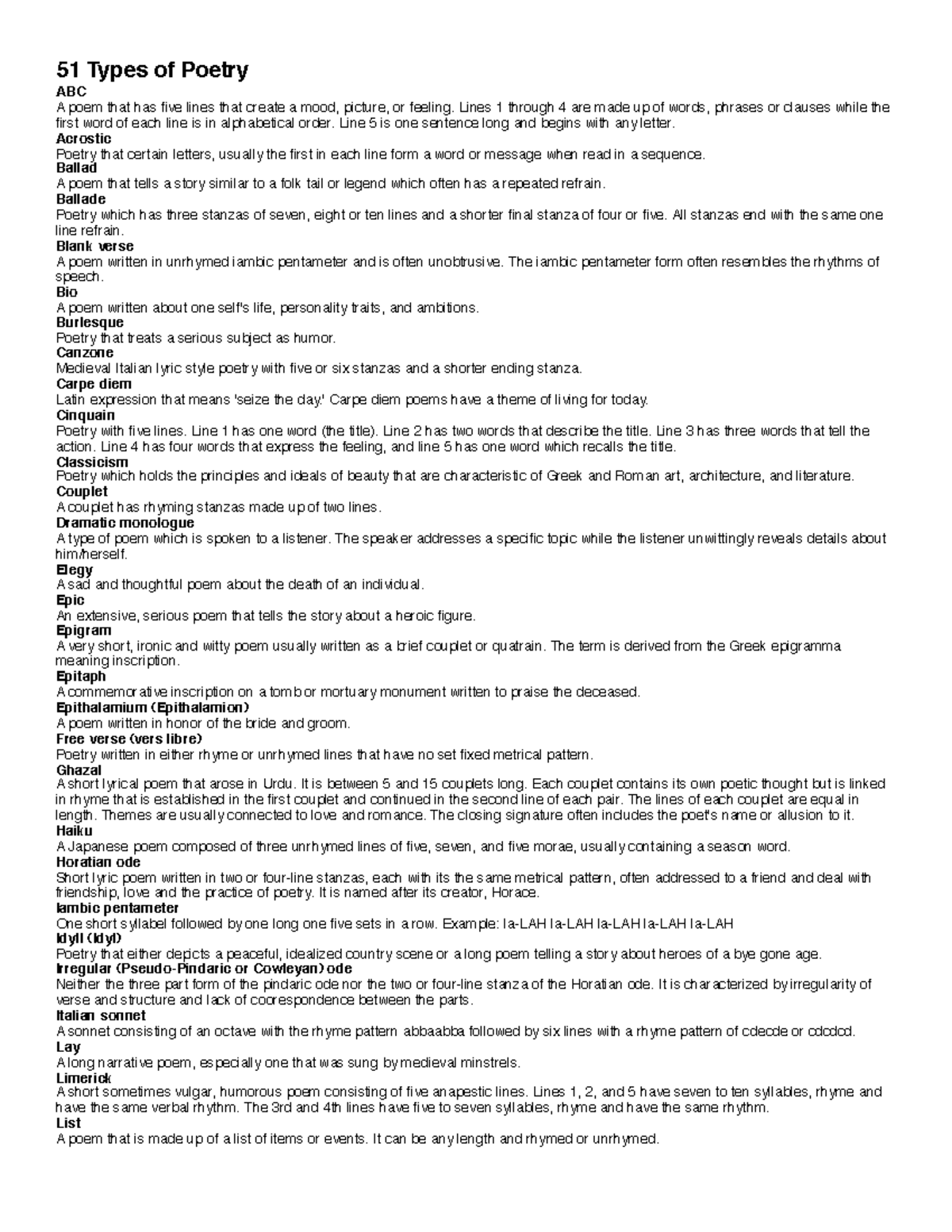 51typesofpoetry - Lecture notes 1 - JD Law - SLU - Studocu