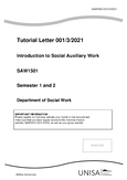 saw1502 - Unisa - social auxiliary worker - Studocu