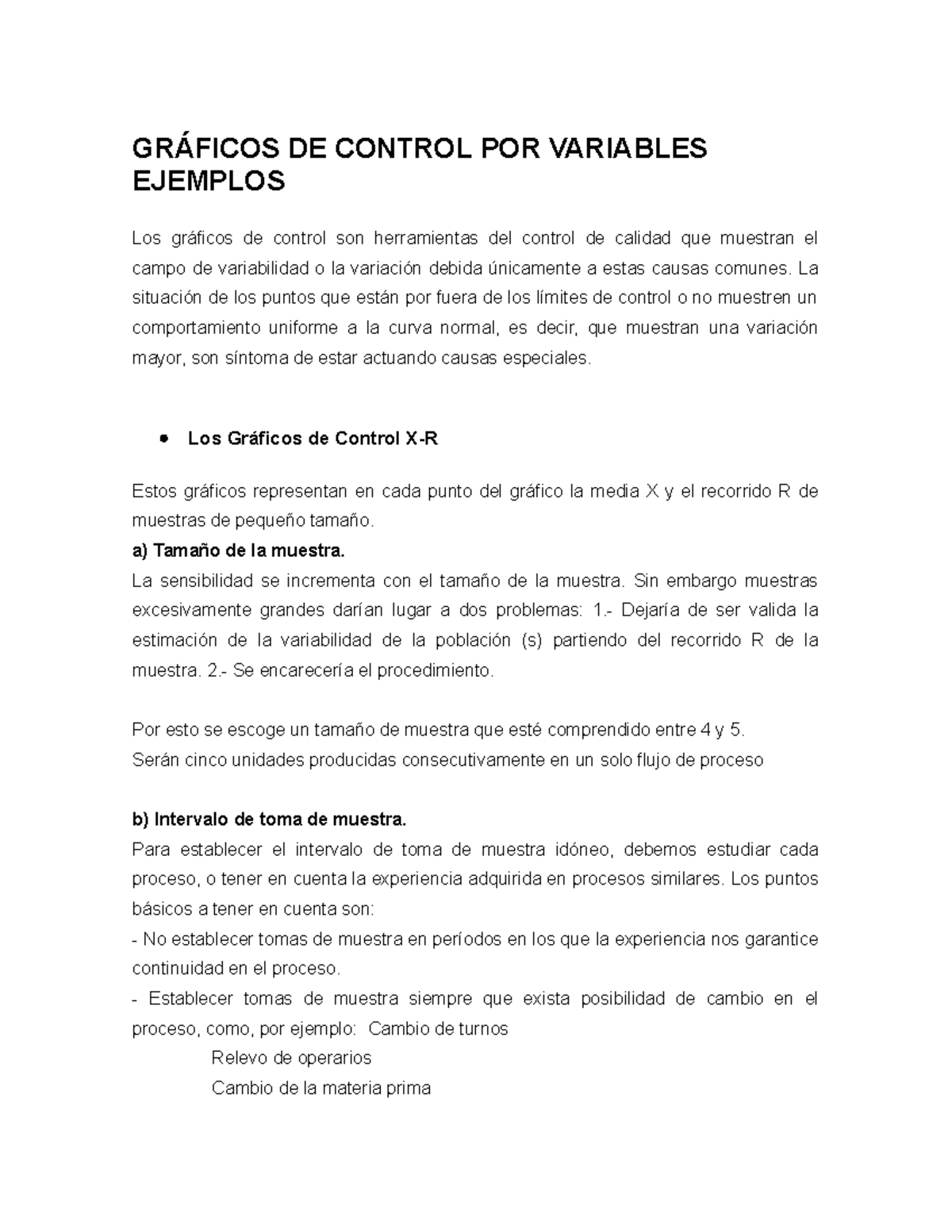 Gráficos DE Control POR Variables - GRÁFICOS DE CONTROL POR VARIABLES ...