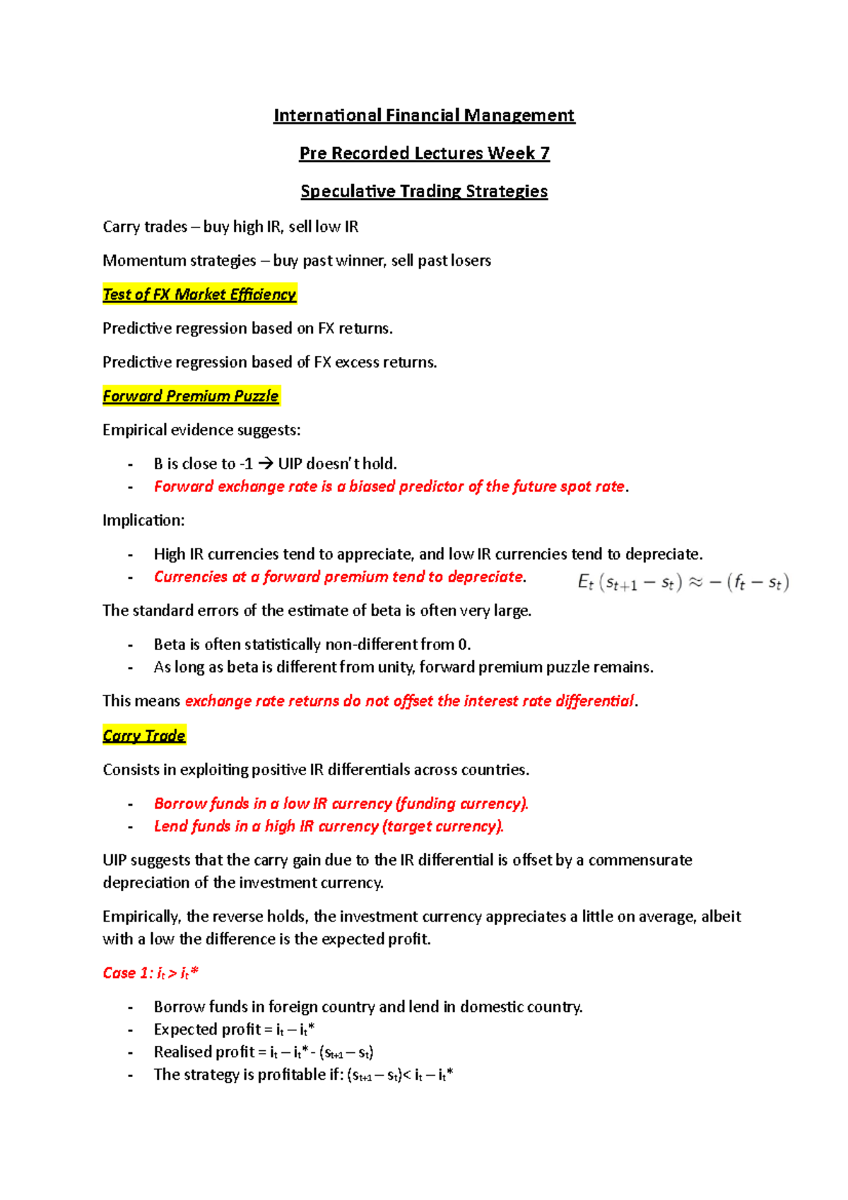 Pre recorded lectures week 7 - International Financial Management Pre ...