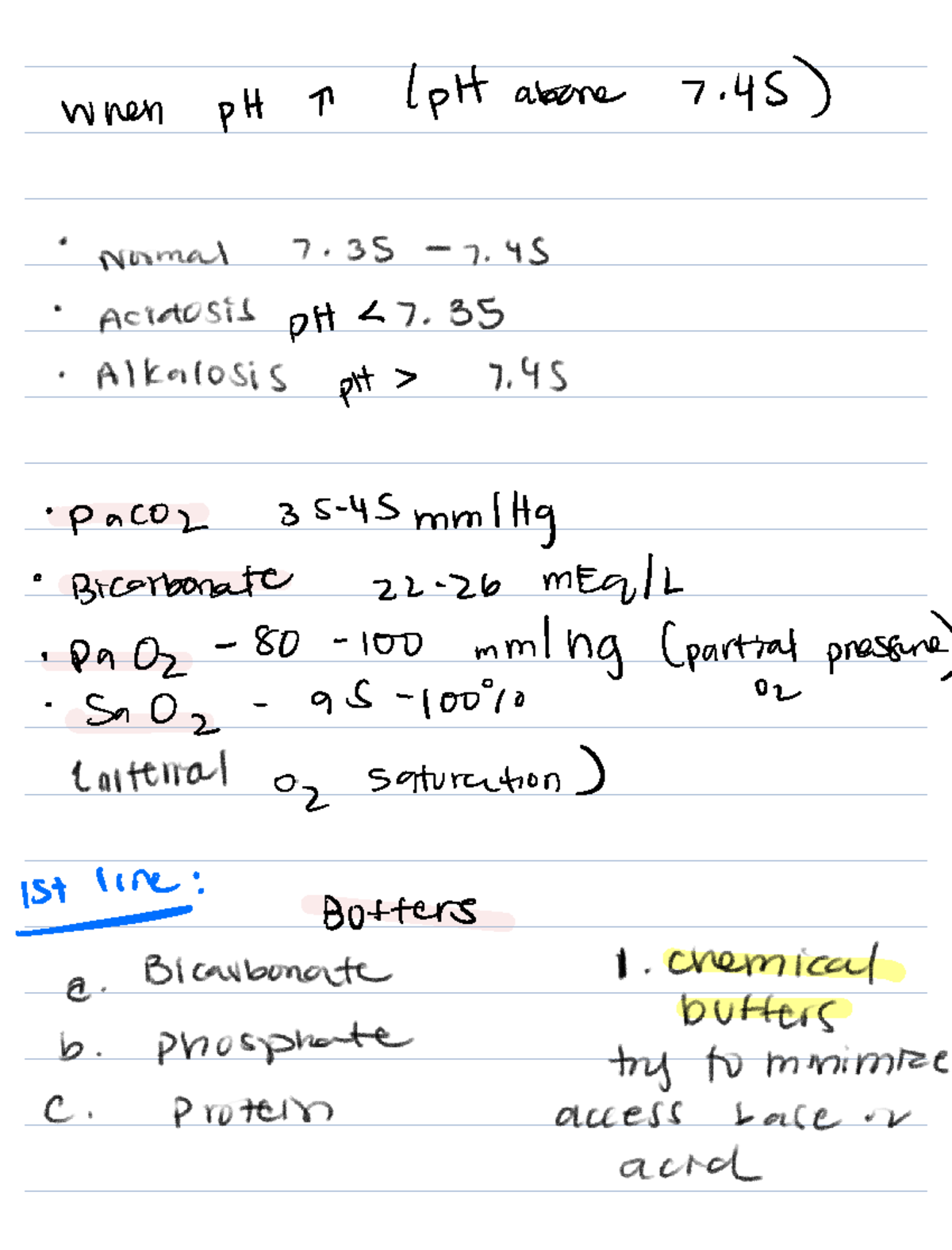 Acid base balance and arterial blood gases - when pH pH above 7. Normal ...