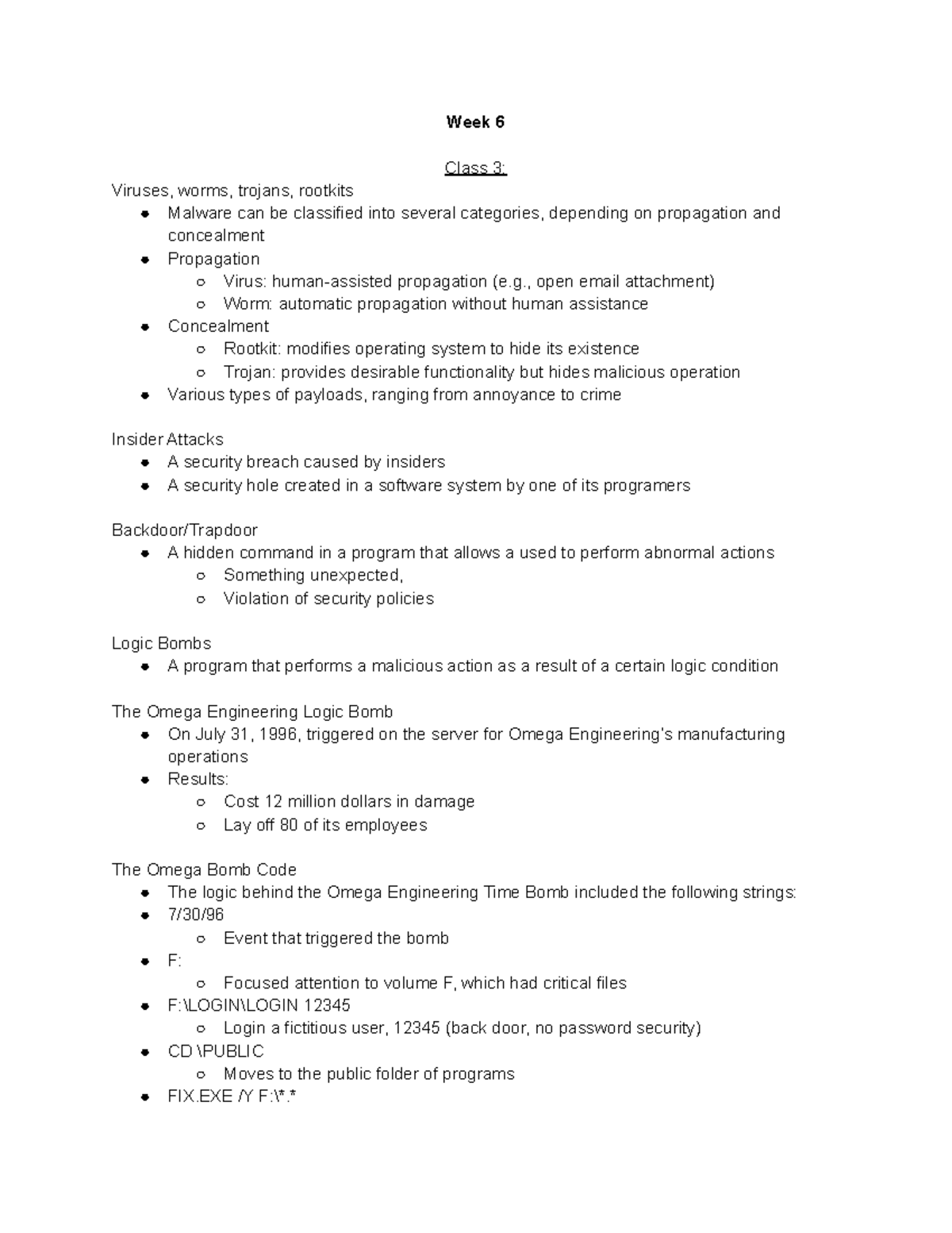 Computer Security 102 Week 6 - Week 6 Class 3: Viruses, worms, trojans, rootkits Malware can be ...