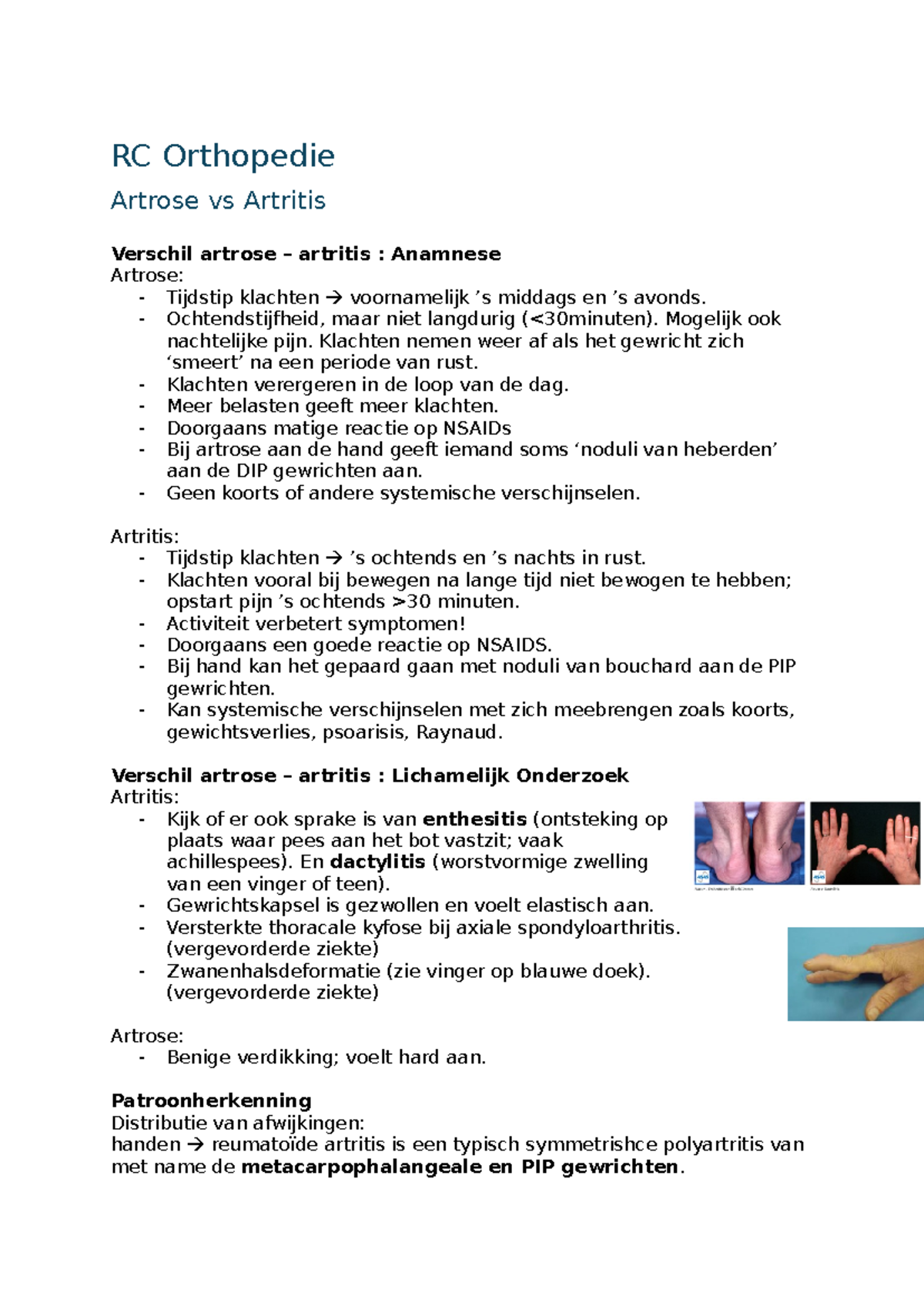 RC Orthopedie - RC Orthopedie Artrose vs Artritis Verschil artrose – artritis : Anamnese Artrose ...