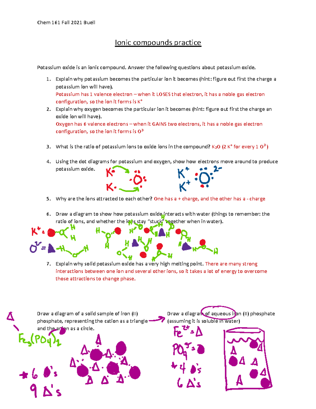 More ionic compounds practice Answers - Chem 161 Fall 2021 Buell Ionic ...