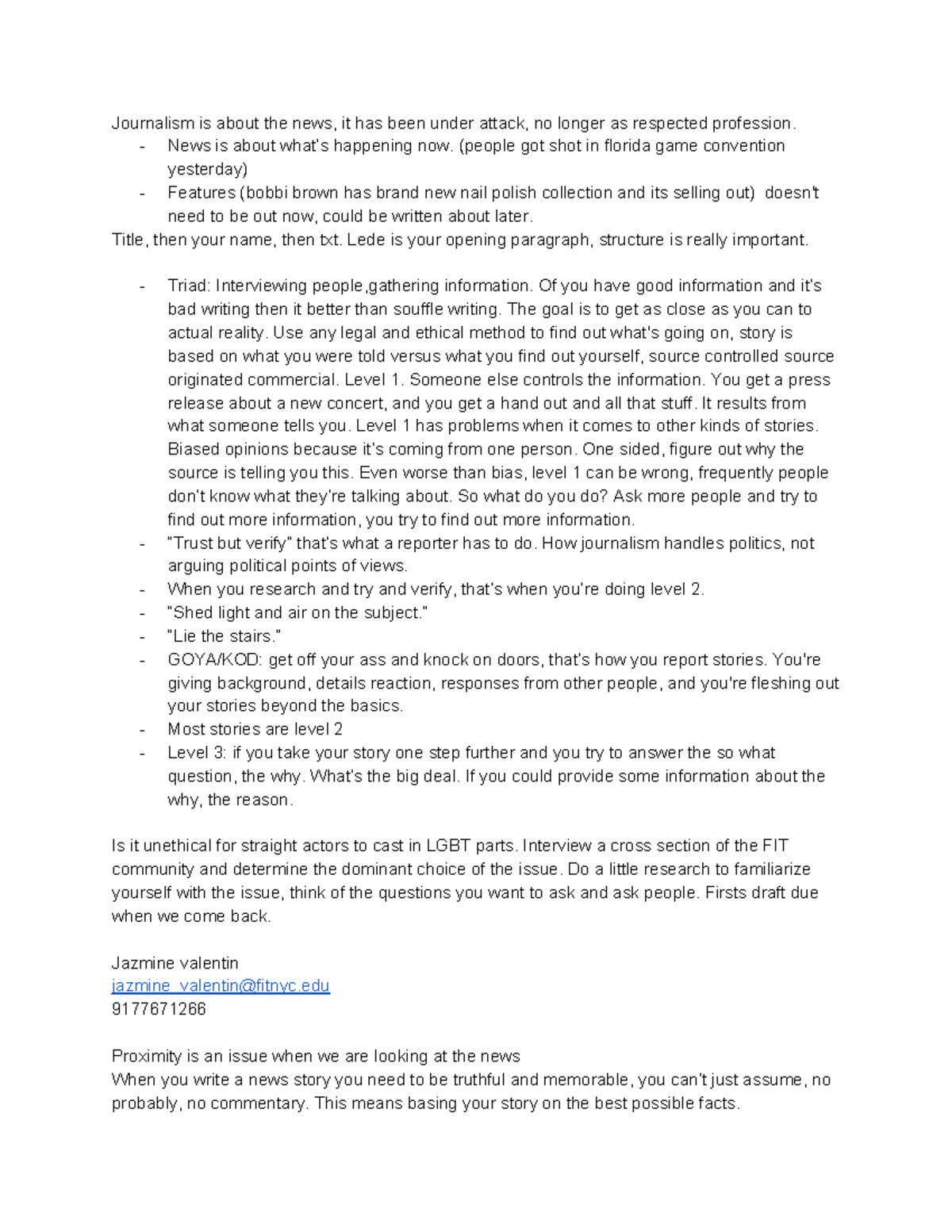 AC141 Journalism - Lecture notes all lectures - Journalism is about the ...