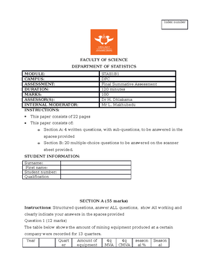 UJ - Engineering Statistics 1B - Studocu