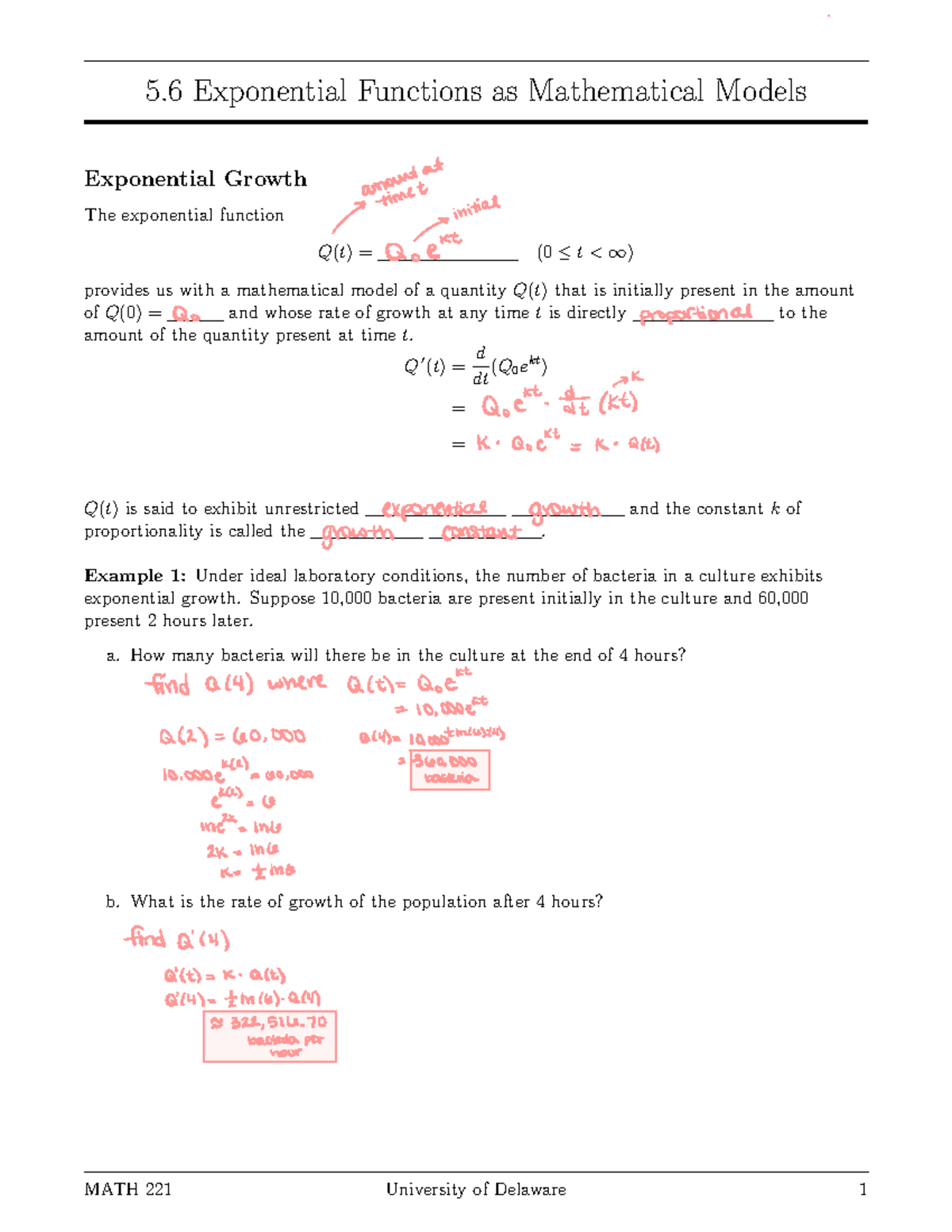 5.6 Exponential Functions as Mathematical Models - Exponential Growth ...