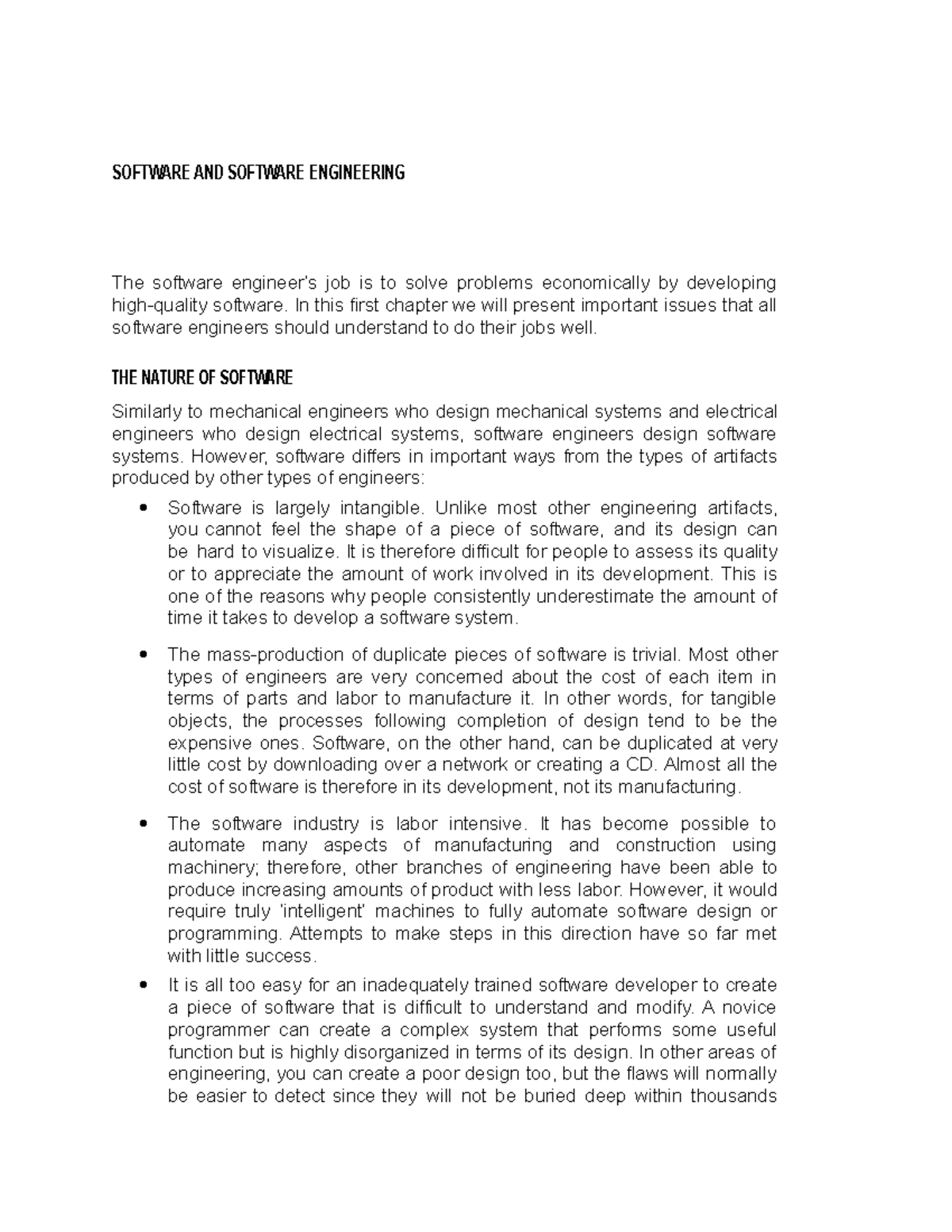 Software and Software Engineering - SOFTWARE AND SOFTWARE ENGINEERING ...