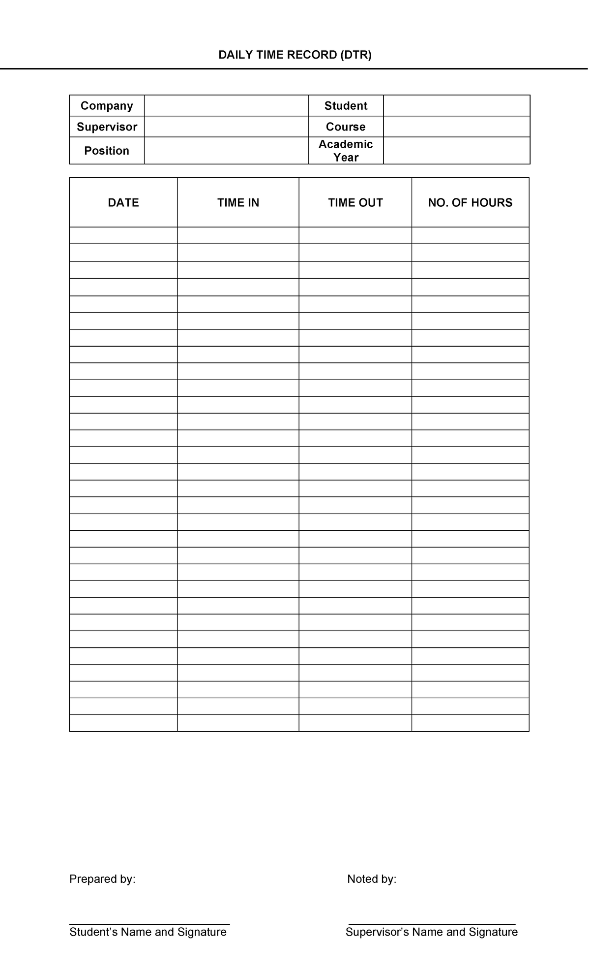 Daily-Time-Record - N/A - Work out - DAILY TIME RECORD (DTR) Company ...