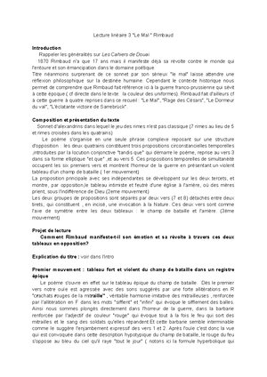 Le Mal Arthur Rimbaud Analyse Lin aire Le Mal Intro Arthur Rimbaud
