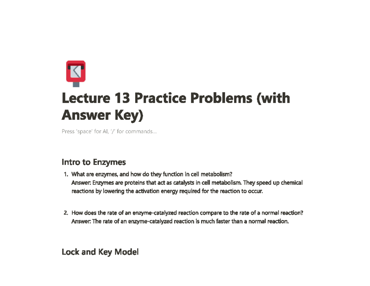 CHBE 221 Lecture 13 Answer Key Practice Problems - CHBE 221 - Studocu