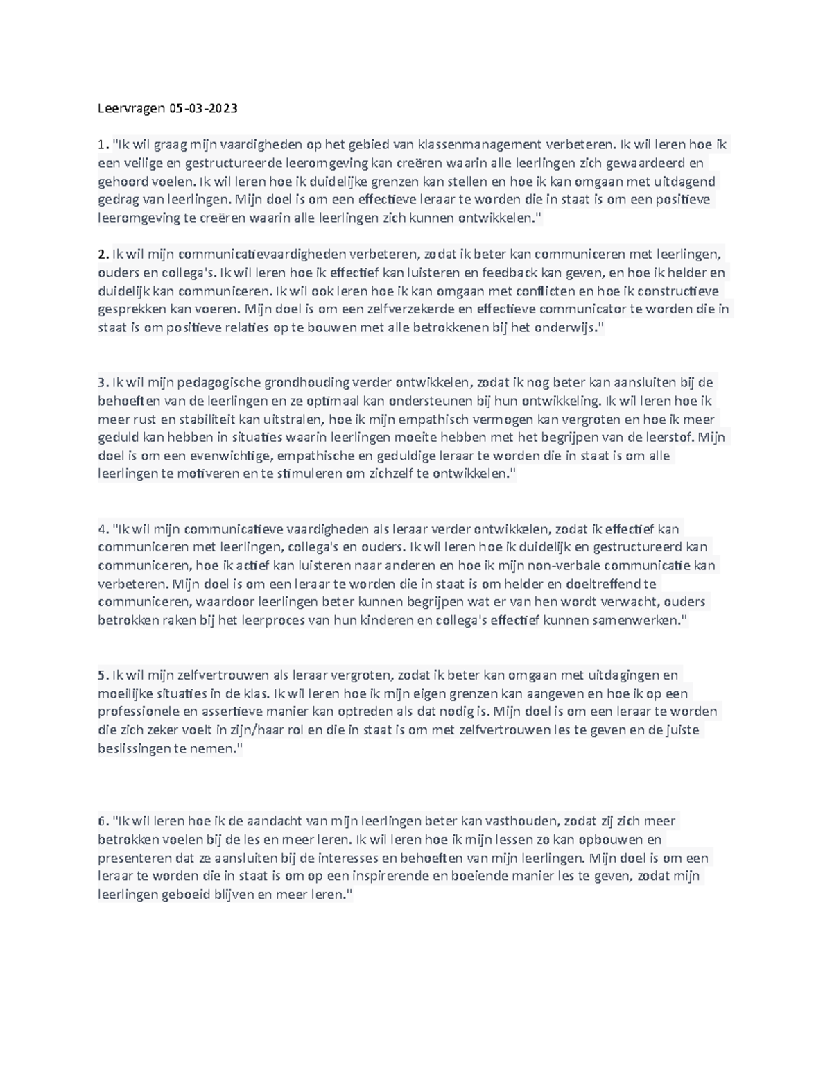 Leervragen voorbeelden - Leervragen 05-03- een veilige en gestructureerde leeromgeving kan ...