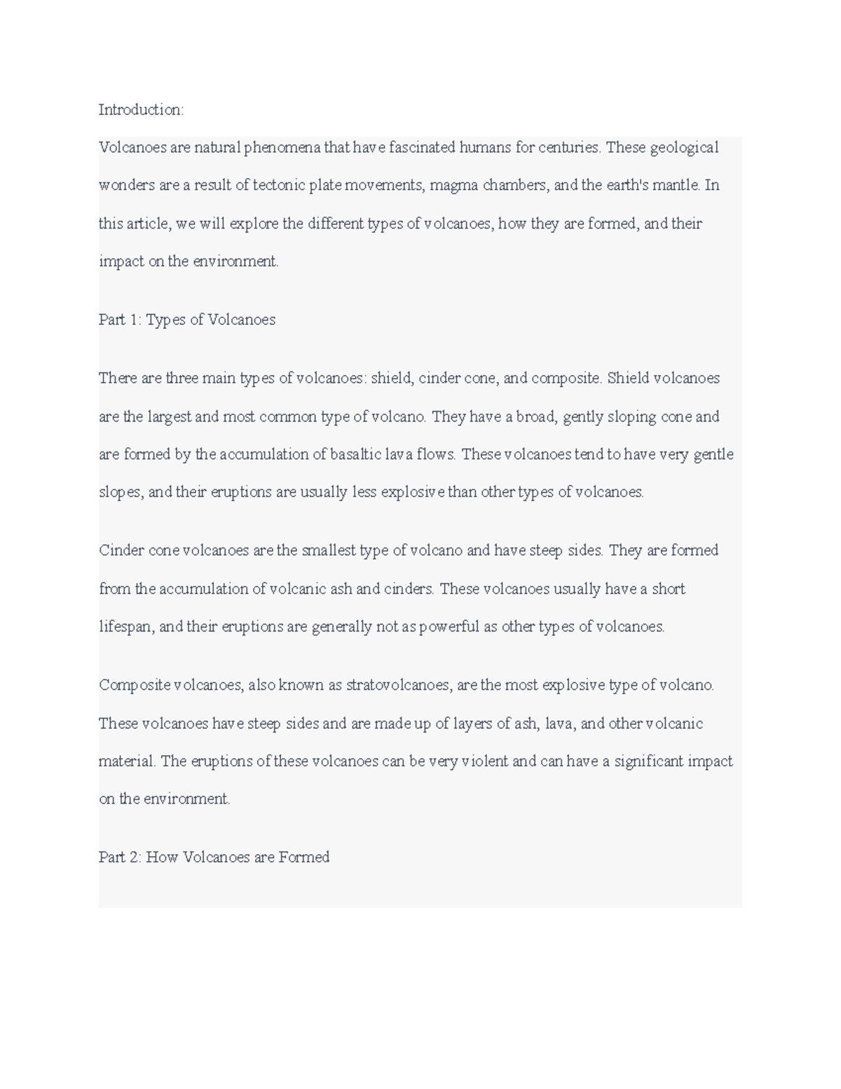 Volcano week 1- Introduction: Volcanoes are natural phenomena that have ...