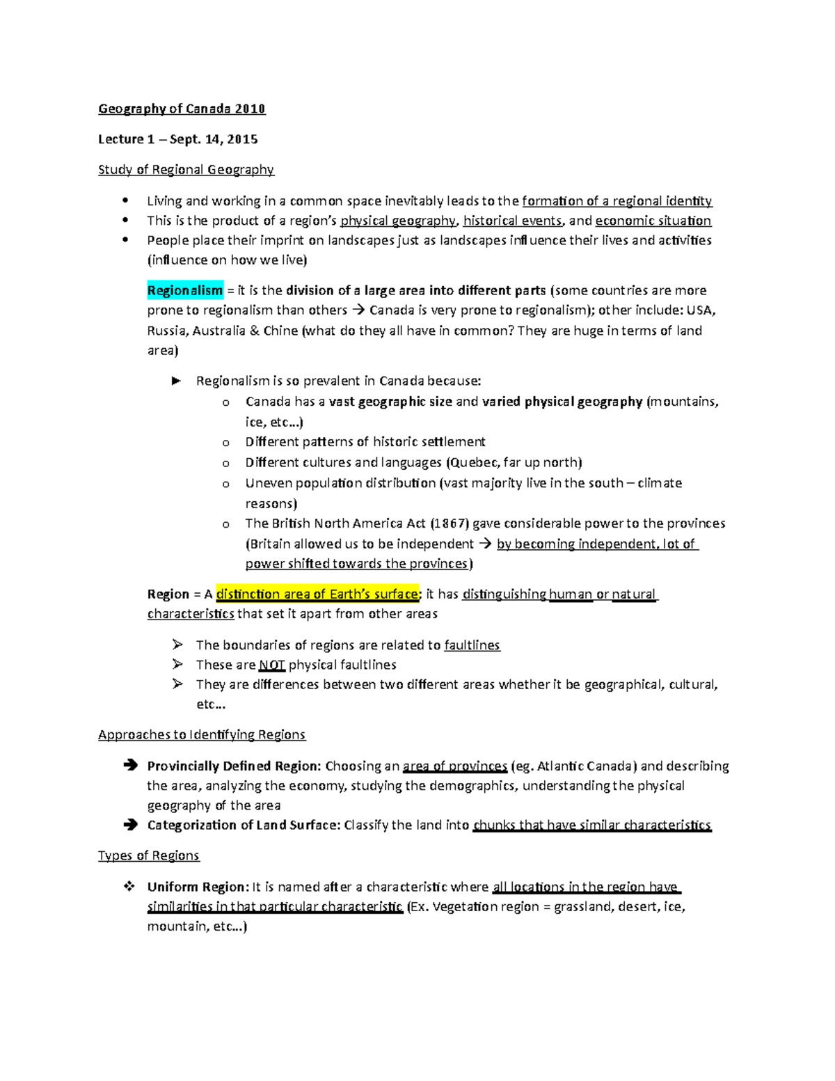 Geo Canada 2010 - Geography of Canada 2010 Lecture 1 Sept. 14, 2015 ...